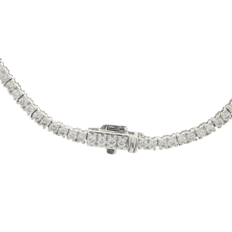 Collier tennis en or blanc 14 carats et diamants avec chaînes en ...