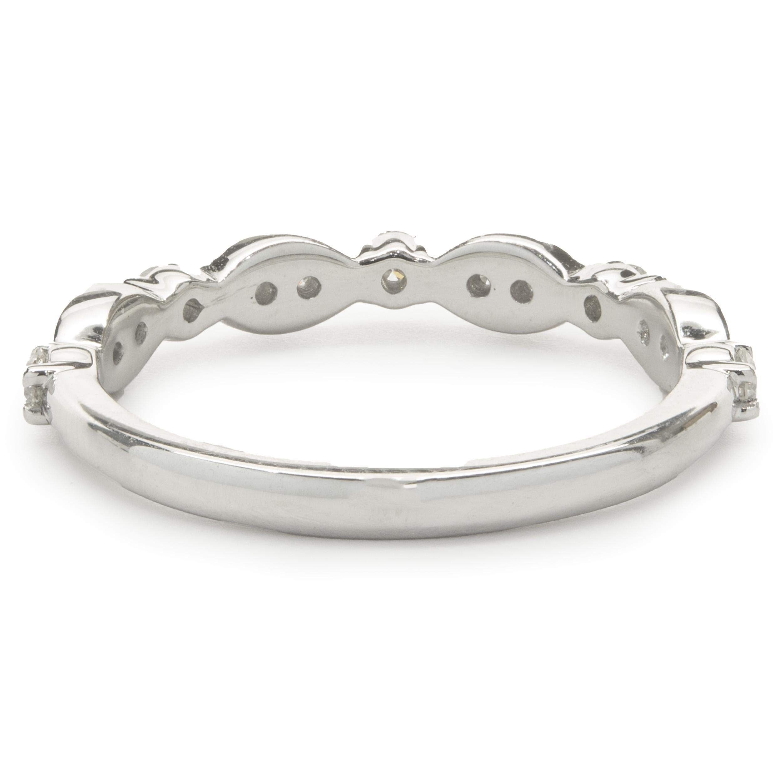 14 Karat White Gold Diamond Wave Band For Sale at 1stDibs