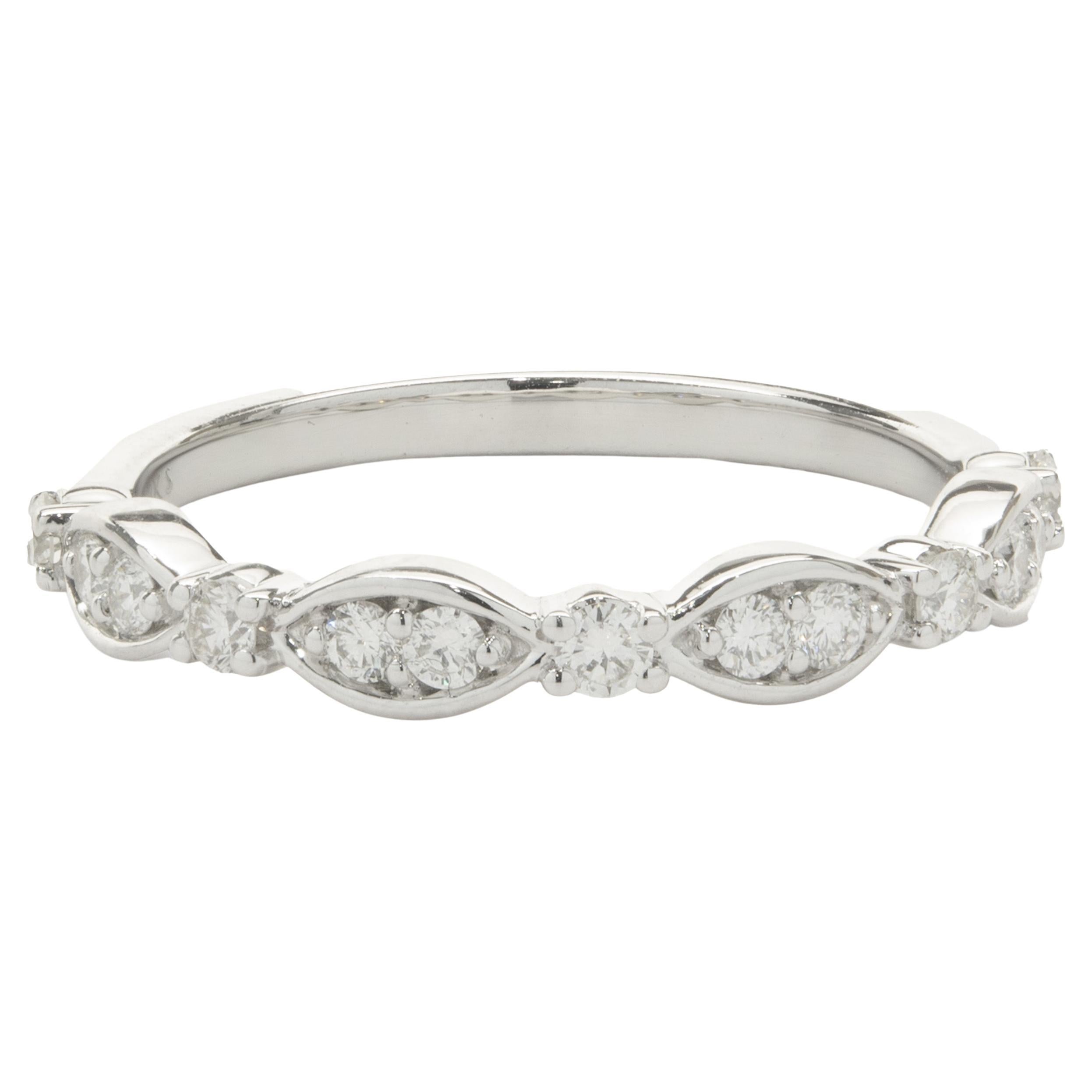 14 Karat White Gold Diamond Wave Band For Sale at 1stDibs