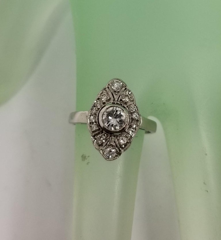14 Karat White Gold Diamond Wedding Vintage Looking Ring For Sale at ...