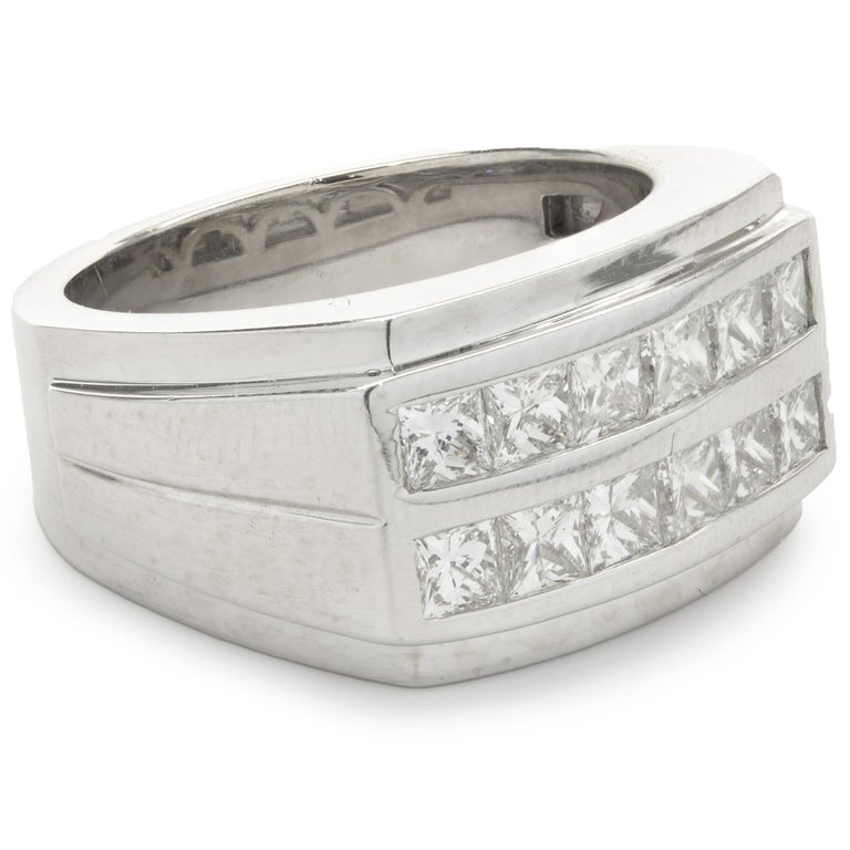 14 Karat White Gold Double Row Channel Set Diamond Ring For Sale at 1stDibs