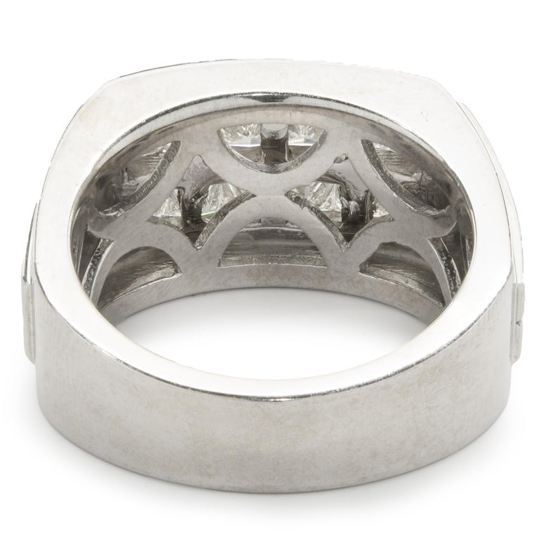 14 Karat White Gold Double Row Channel Set Diamond Ring For Sale at 1stDibs