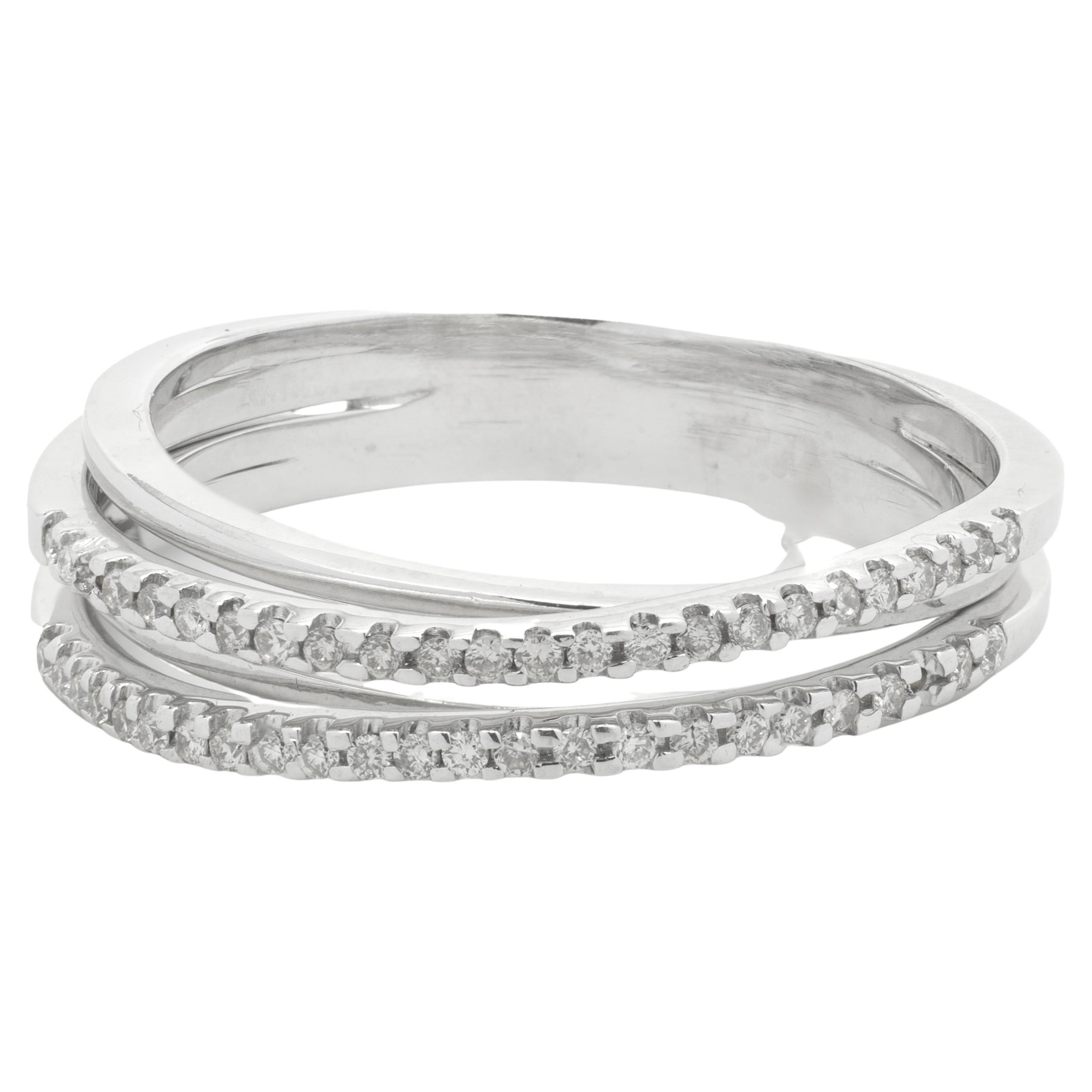 2.5 TCW Classic Cluster Double Row Diamond Band Ring in 14 karat White ...