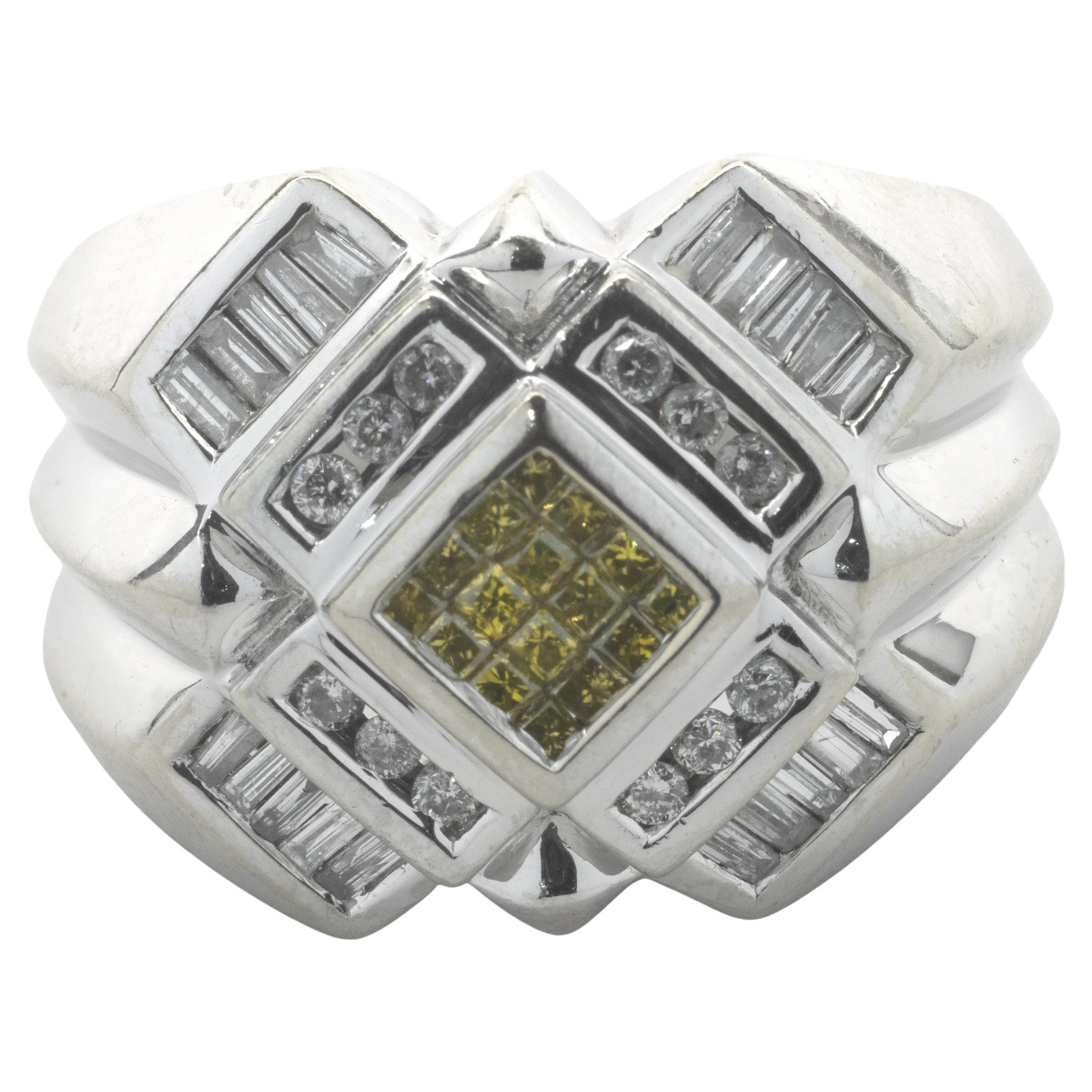 Gents Vertical Line Groove Ring in 14K White Gold For Sale at 1stDibs