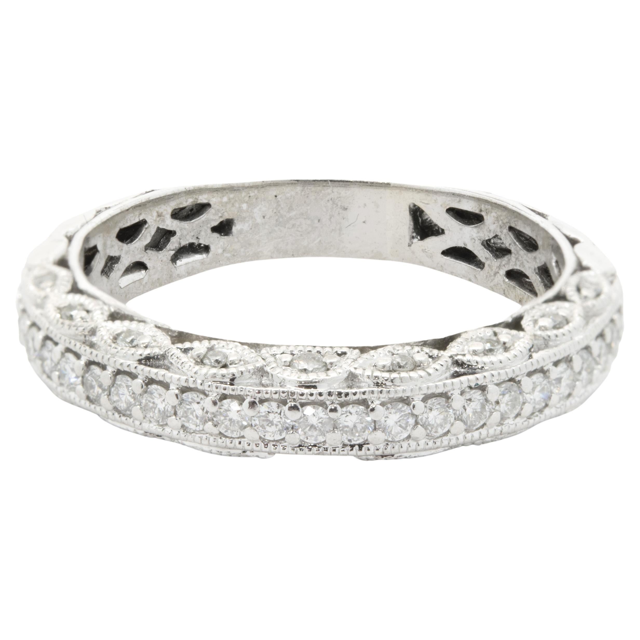 Art Deco 14 Karat White Gold Filigree Engraved Vintage Band at 1stDibs ...
