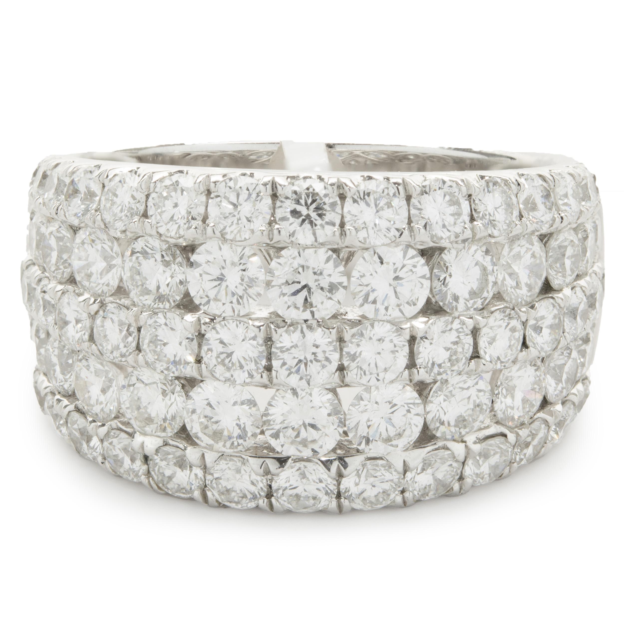 Five Row Diamond Gold Eternity Band Ring at 1stDibs