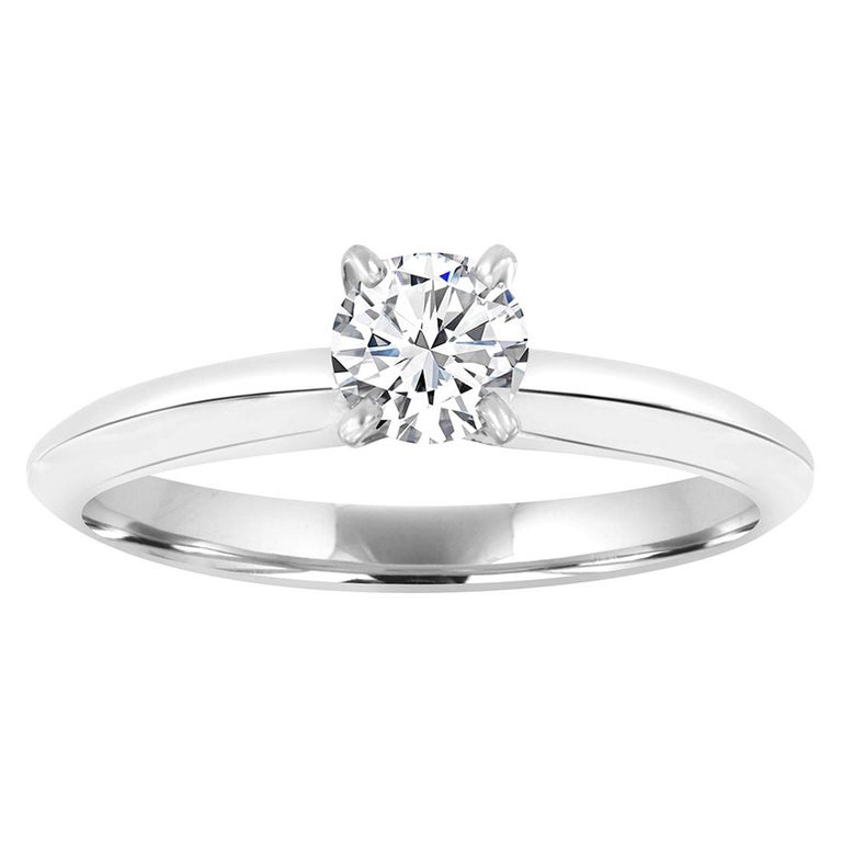 14 Karat White Gold Four Prong Solitaire Diamond Ring 'Center-0.37 ...