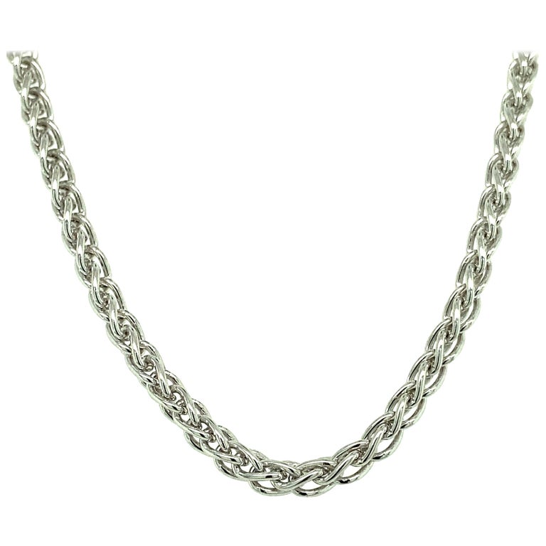 14 Karat White Gold Fox Tail Link Chain at 1stDibs | fox link chain
