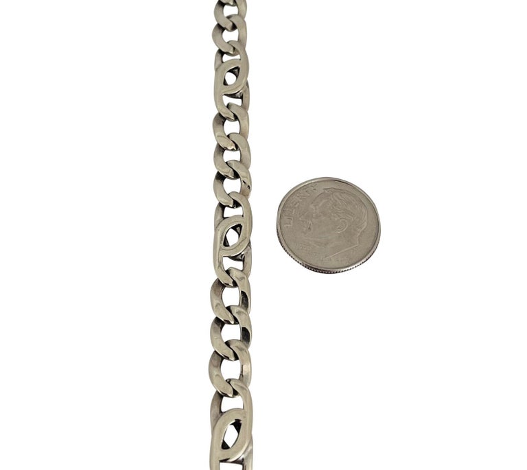14 Karat White Gold Heavy Men's Figarucci Link Chain Necklace For Sale ...