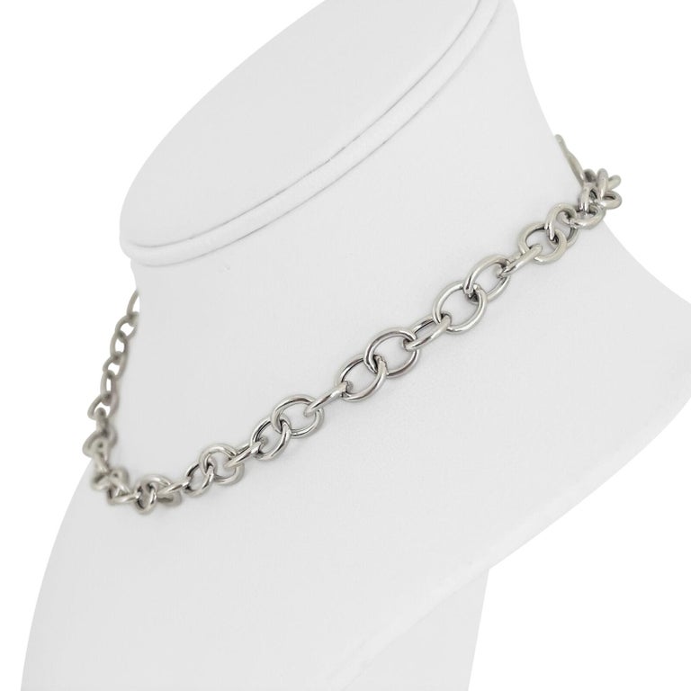 14 Karat White Gold Hollow Toggle T Bar Cable Link Chain Necklace For ...