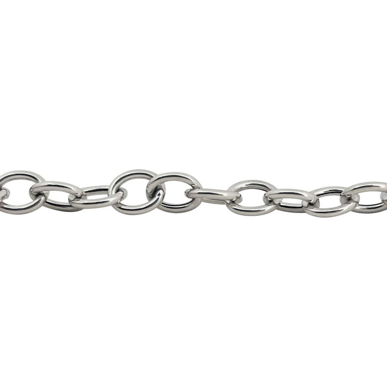 14 Karat White Gold Hollow Toggle T Bar Cable Link Chain Necklace For ...
