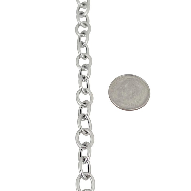 14 Karat White Gold Hollow Toggle T Bar Cable Link Chain Necklace For ...