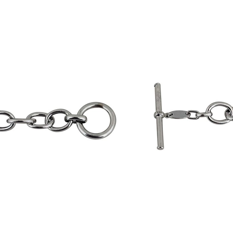 14 Karat White Gold Hollow Toggle T Bar Cable Link Chain Necklace For ...