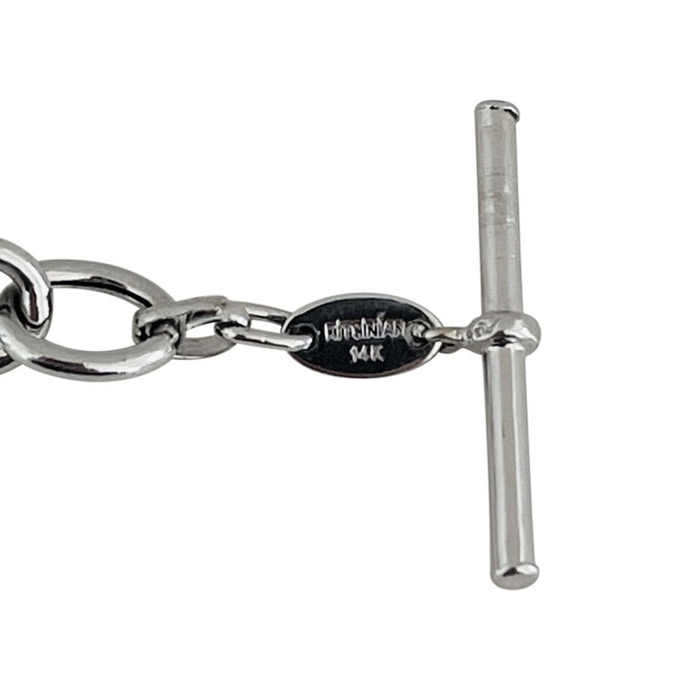14 Karat White Gold Hollow Toggle T Bar Cable Link Chain Necklace For ...