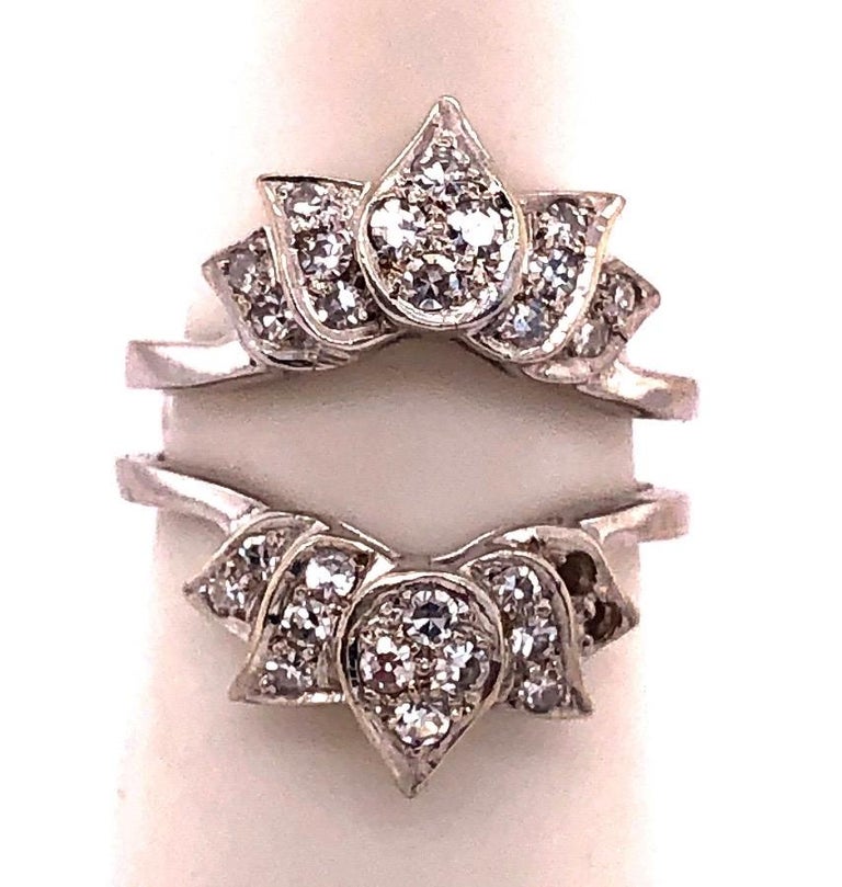 14 Karat White Gold Interlocking Engagement Ring Guard For Sale at 1stDibs