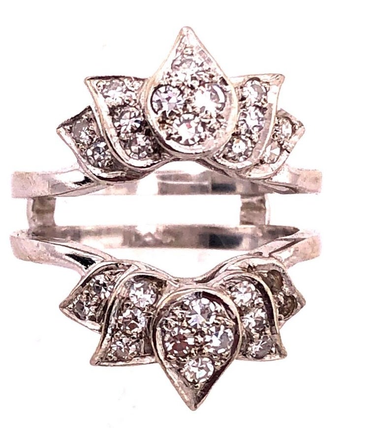 14 Karat White Gold Interlocking Engagement Ring Guard For Sale at 1stDibs