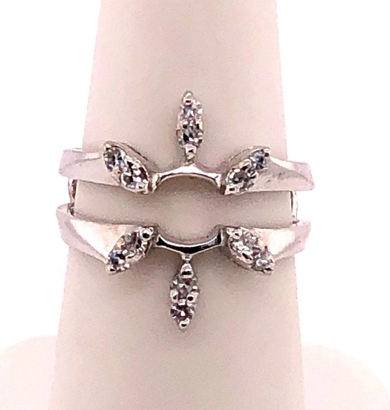14 Karat White Gold Interlocking Engagement Ring Guard For Sale (Free ...
