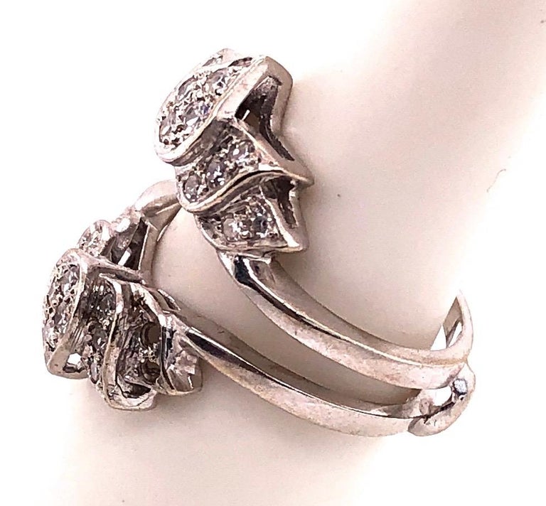 14 Karat White Gold Interlocking Engagement Ring Guard For Sale at 1stDibs