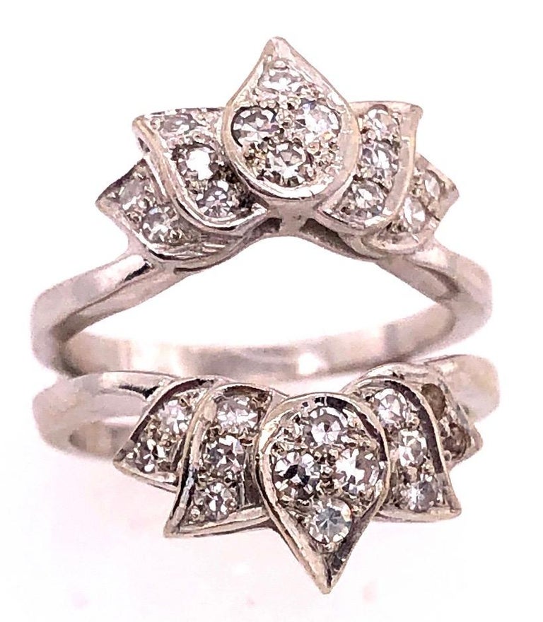 14 Karat White Gold Interlocking Engagement Ring Guard For Sale at 1stDibs