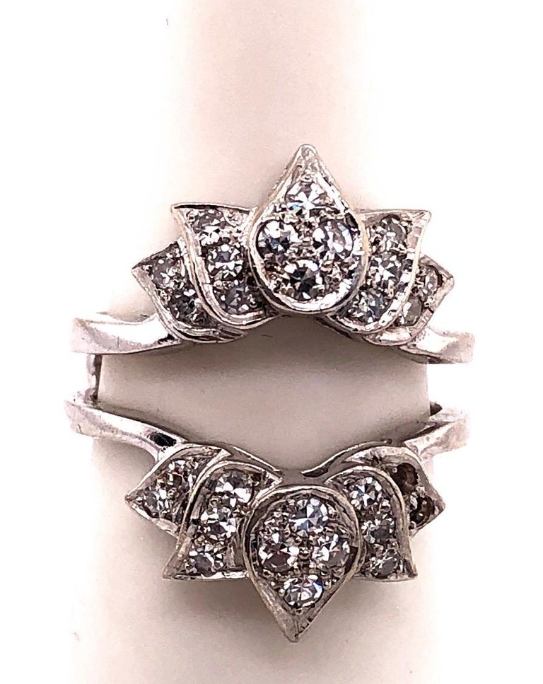 14 Karat White Gold Interlocking Engagement Ring Guard For Sale at 1stDibs