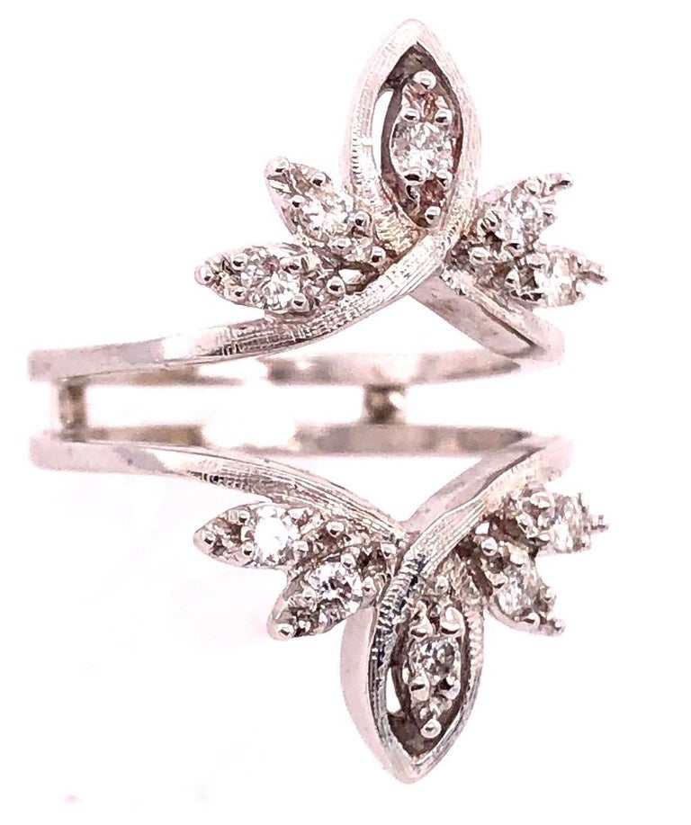14 Karat White Gold Interlocking Engagement Ring Guard For Sale at 1stDibs