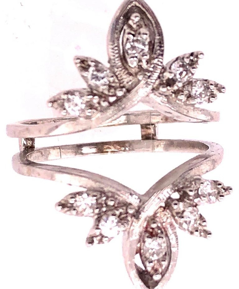 14 Karat White Gold Interlocking Engagement Ring Guard For Sale at 1stDibs