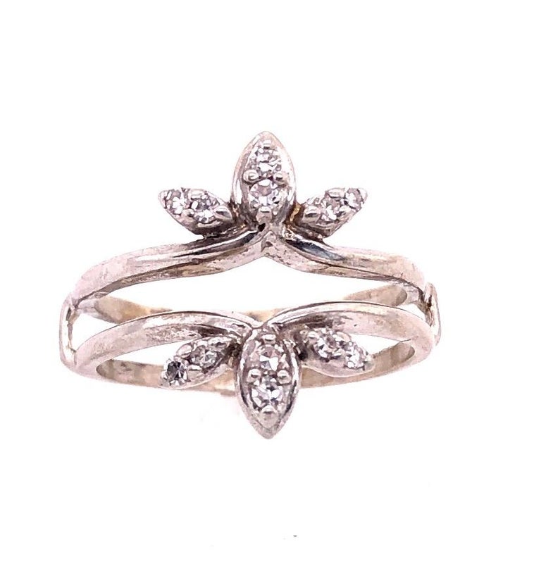 14 Karat White Gold Interlocking Engagement Ring Guard For Sale at 1stDibs