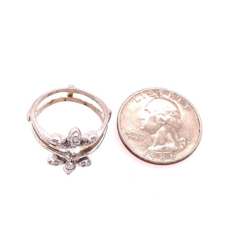 14 Karat White Gold Interlocking Engagement Ring Guard For Sale at 1stDibs
