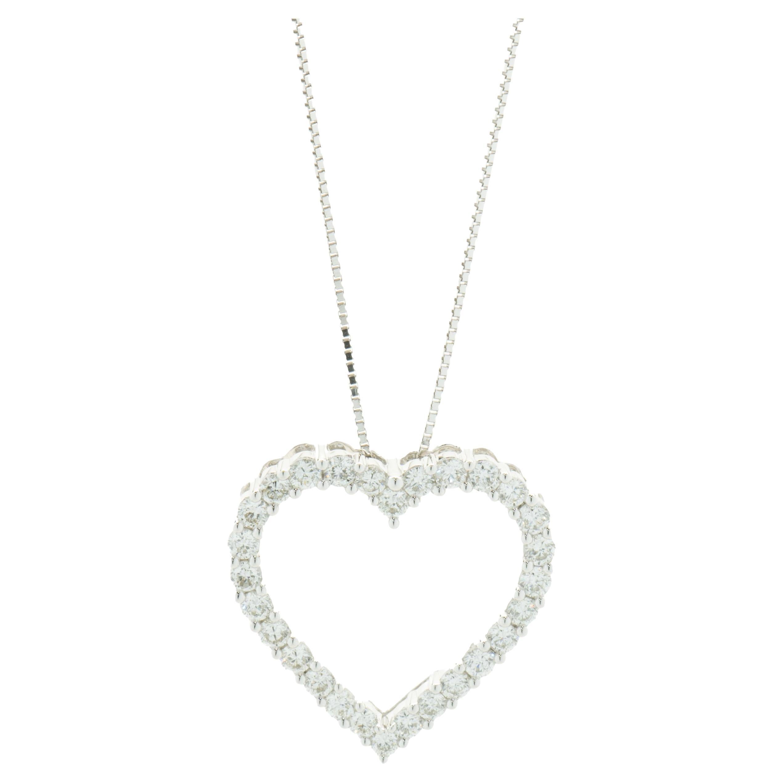 14 Karat White Gold Lab Grown Diamond Open Heart Necklace For Sale at ...