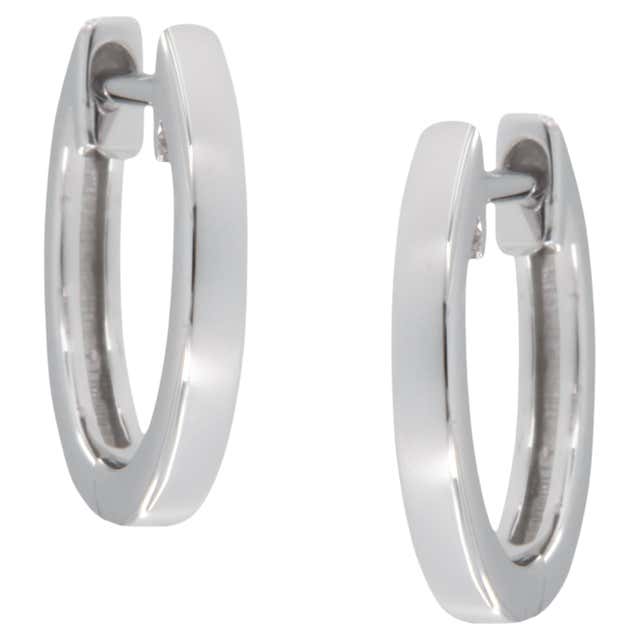 14K White Gold High Polish Chubby Asymmetrical Hoop Earrings By Carla 14k-white-gold-high-polish-chubby-asymmetrical-hoop-earrings-by-carla