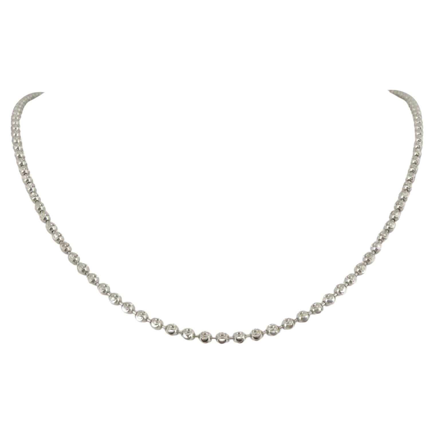 14 Karat White Gold Moon Cut Ball Bead Link Chain Necklace For Sale at ...