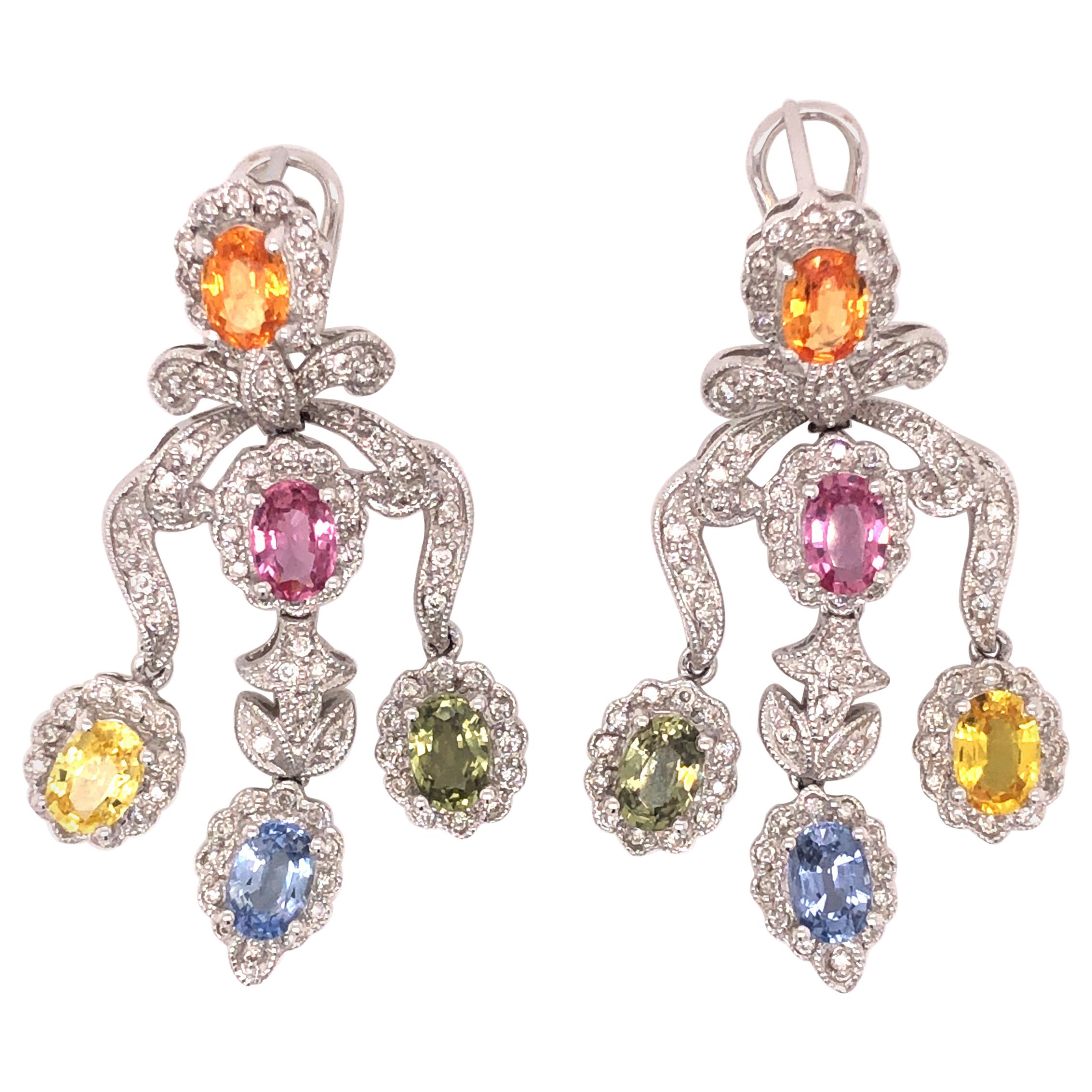 Italian Multi-Color Interchangeable Gemstone Yellow Gold Earrings For ...