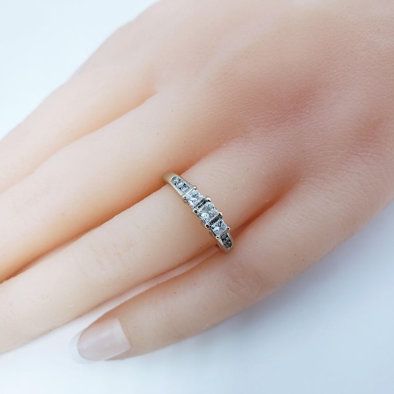 14 Karat White Gold Past, Present and Future Diamond Ring For Sale at ...