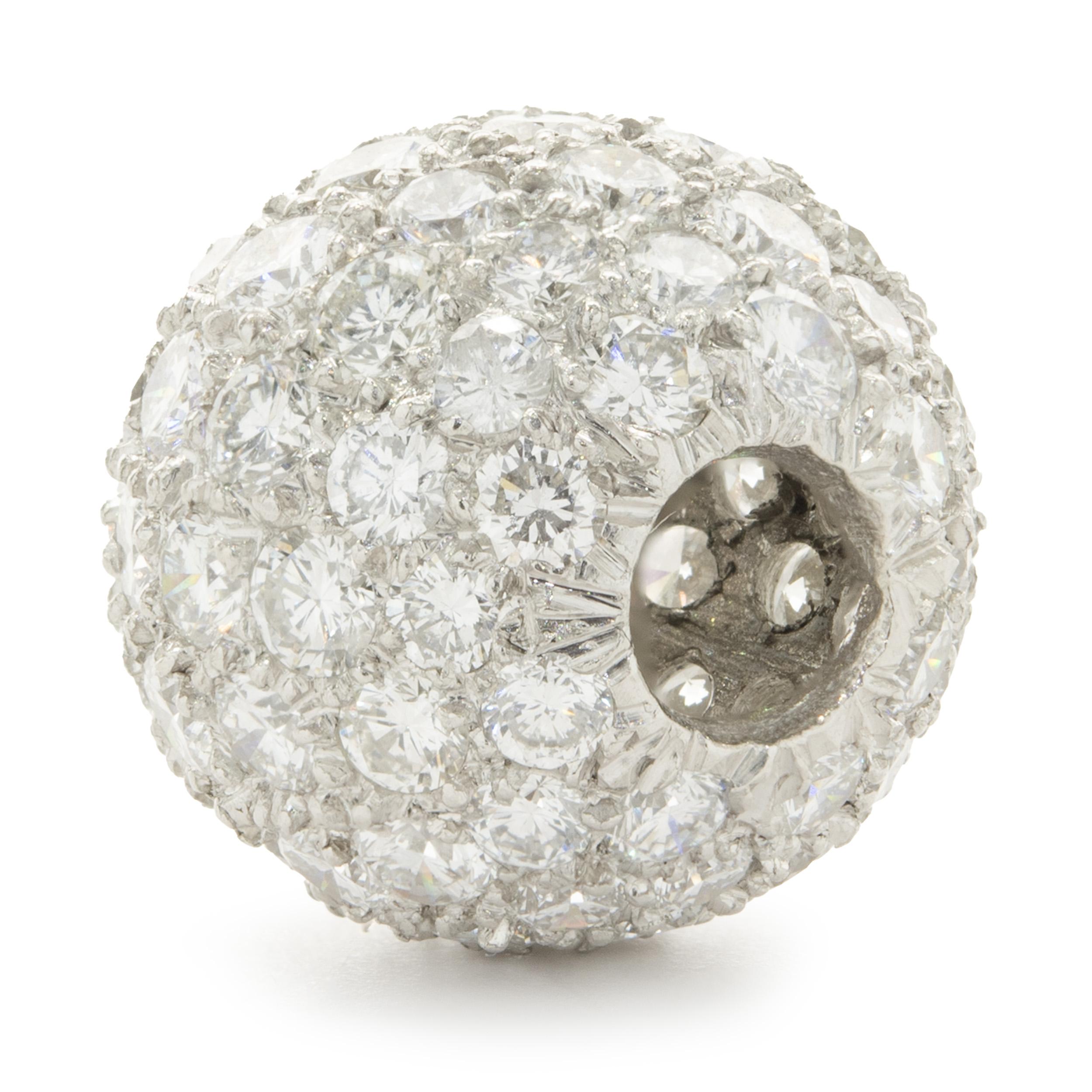 14 Karat White Gold Pave Diamond Ball Necklace at 1stDibs
