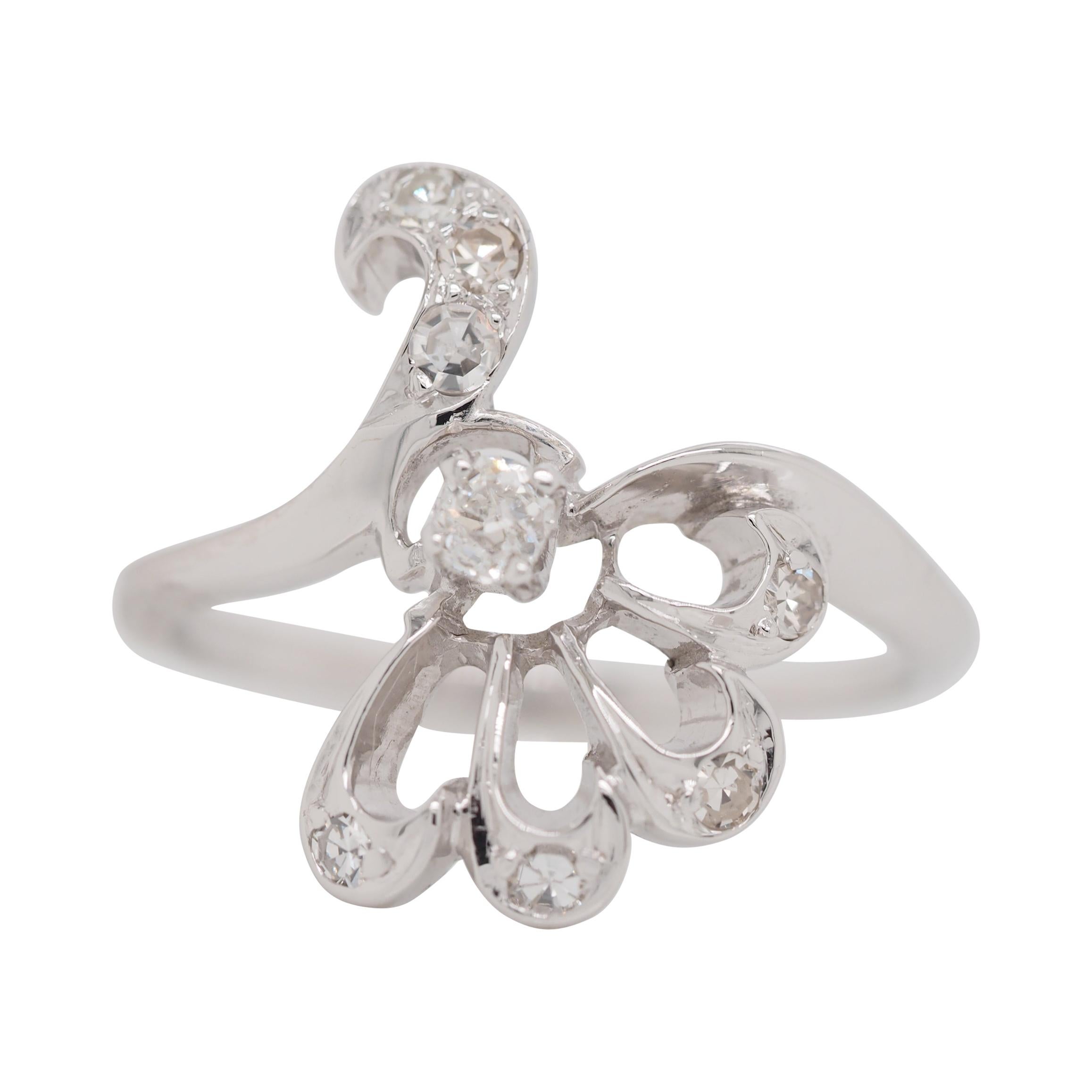 Diamond Pave Gold Floral Ring at 1stDibs | pave flower ring, pave ...