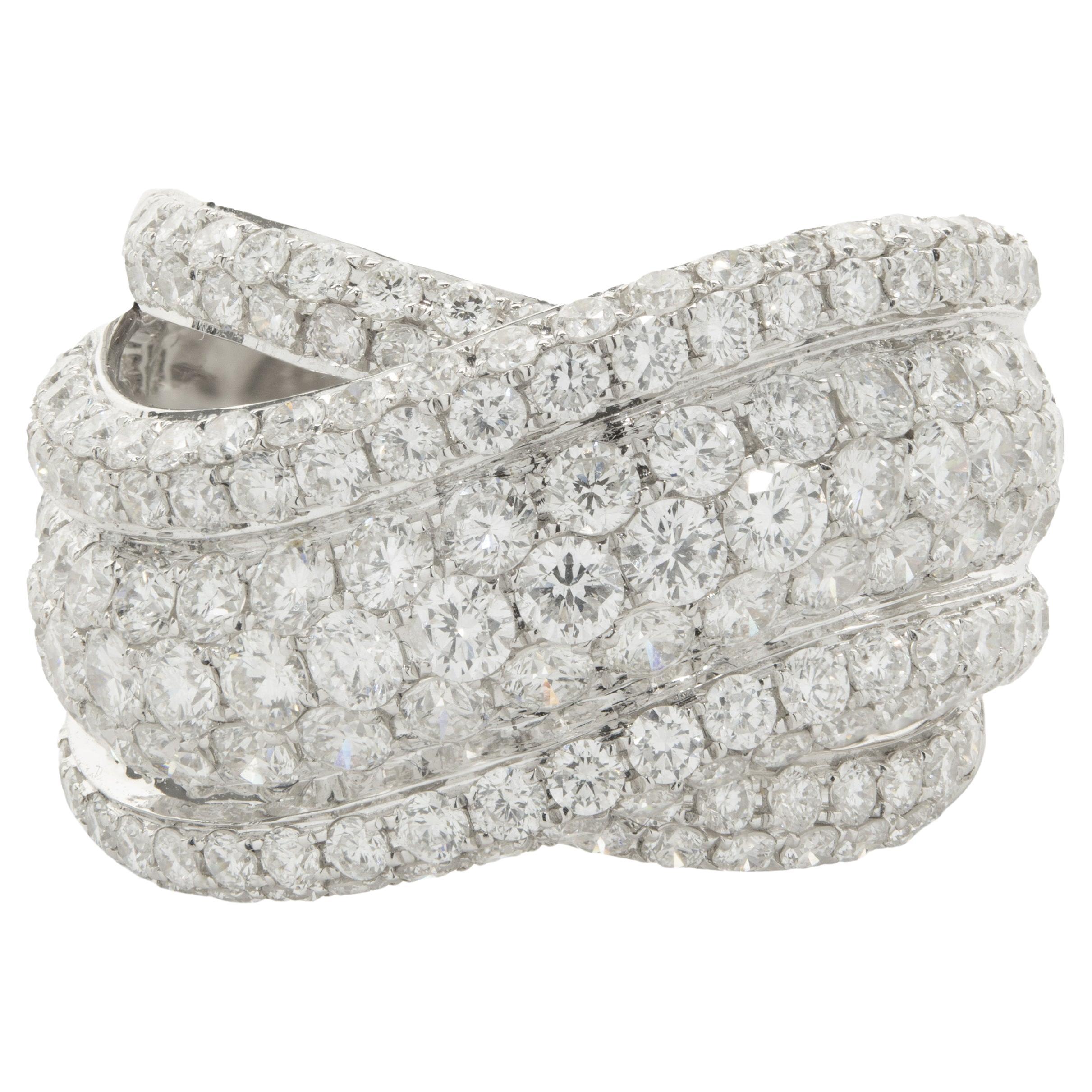 14 Karat White Gold Rainbow Sapphire and Diamond Crossover Ring For ...