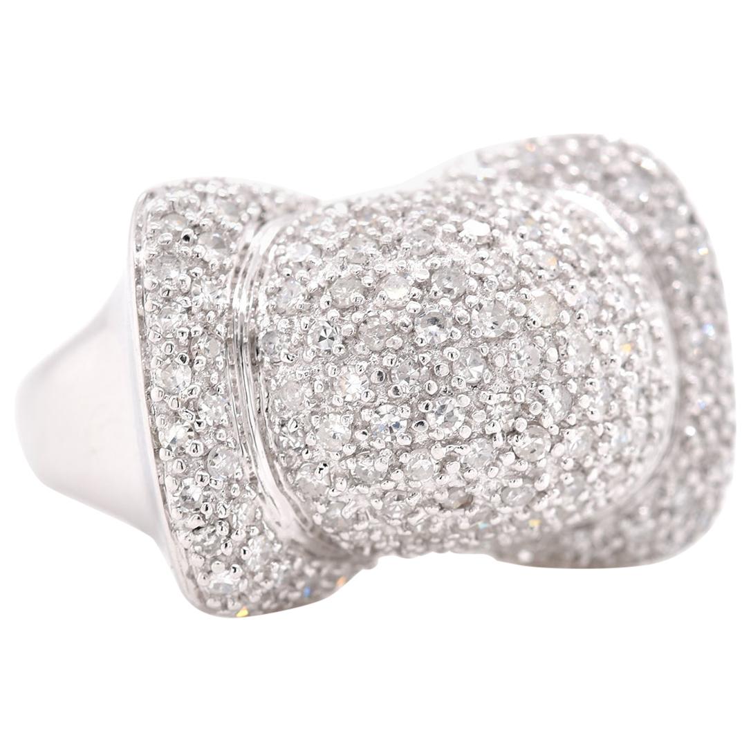 Cartier Pave Diamond White Gold Dome Ring at 1stDibs