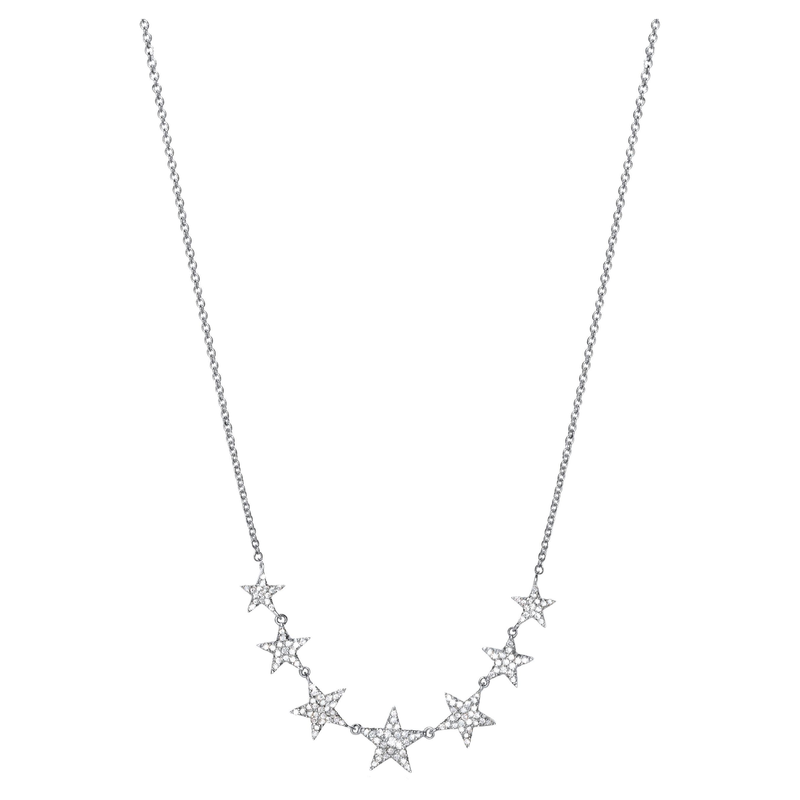 18 Karat Rose Gold Pave Diamond Star Frontal Necklace For Sale at 1stDibs