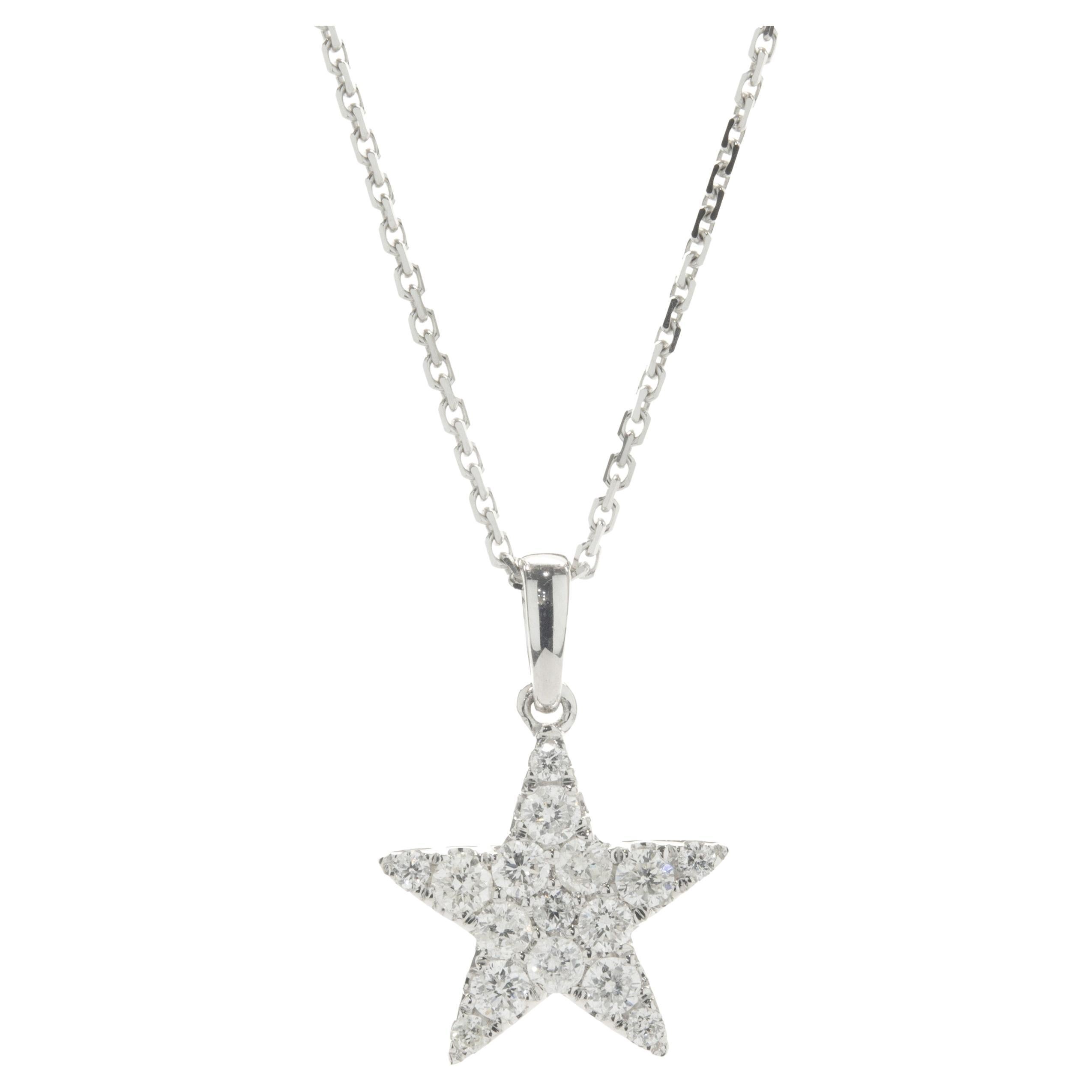Neil Lane Pave Diamond Open Star Pendant Necklace in 14 Karat White ...