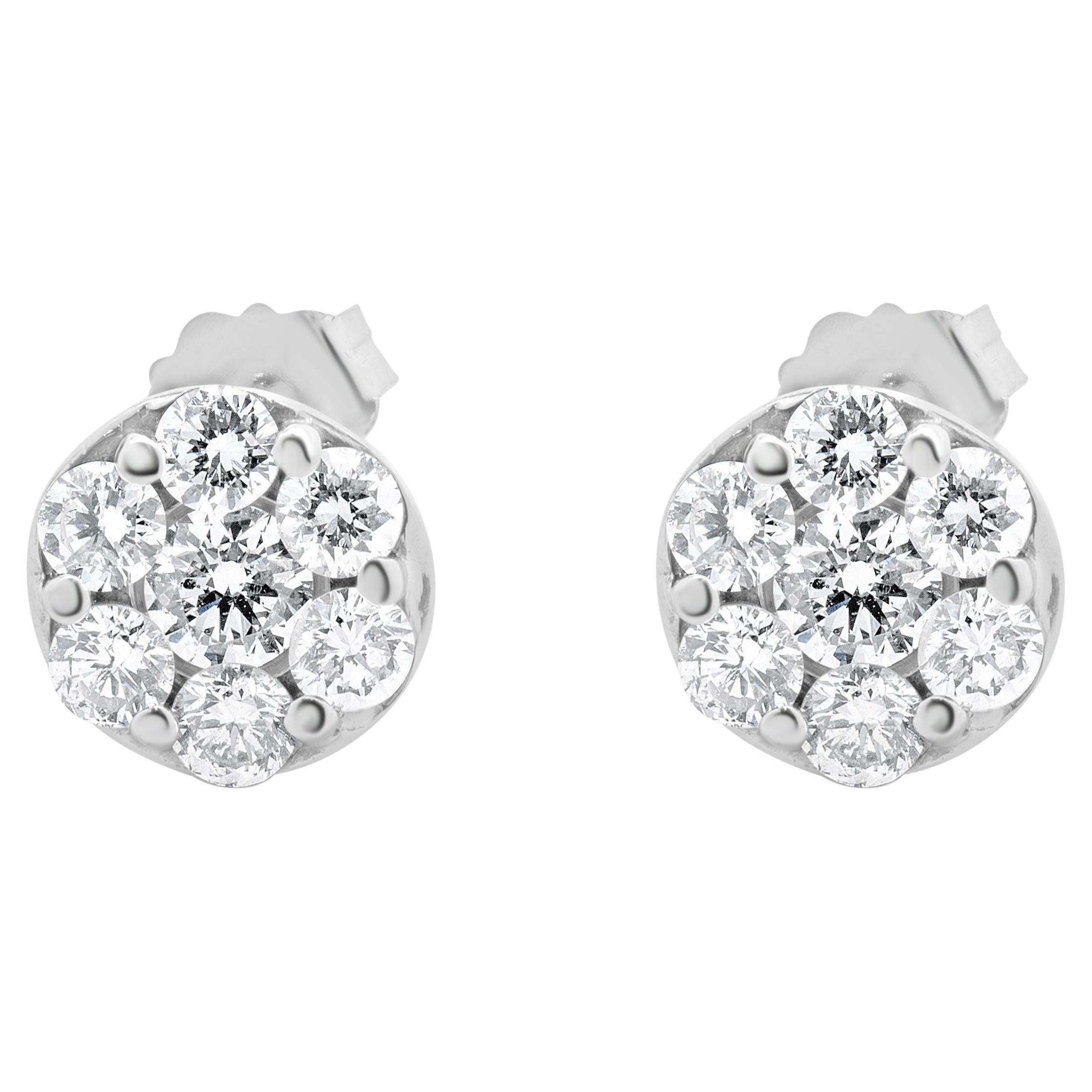 14 Karat Yellow Gold Pave Diamond Rectangular Stud Earrings For Sale at ...