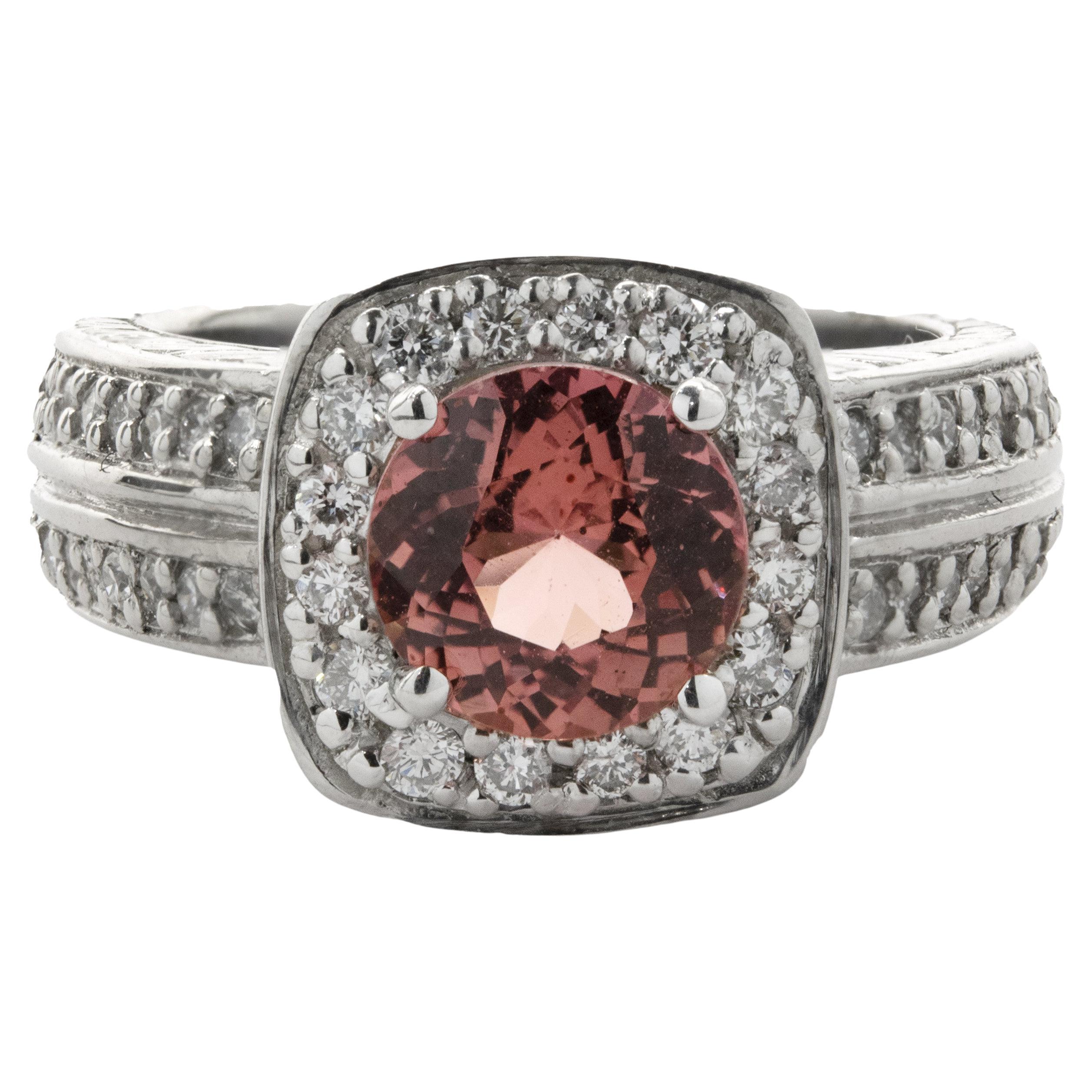 Men's 14 Karat White Gold, Diamond and Sapphire Checkered Ring at 1stDibs