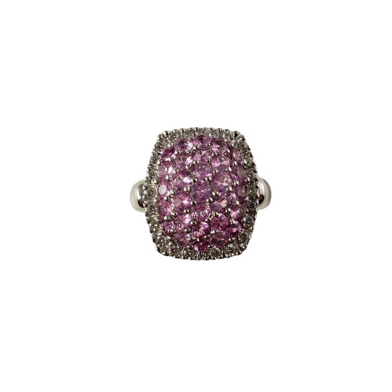 14 Karat White Gold Pink Sapphire and Diamond Ring JAGi Certified For ...