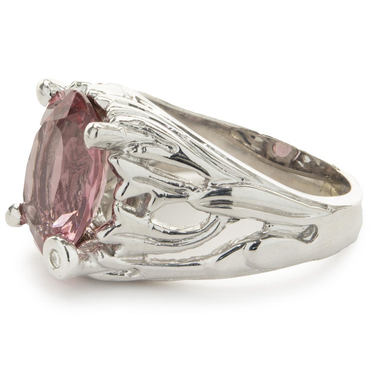 14 Karat White Gold Pink Topaz Free Form Ring For Sale at 1stDibs