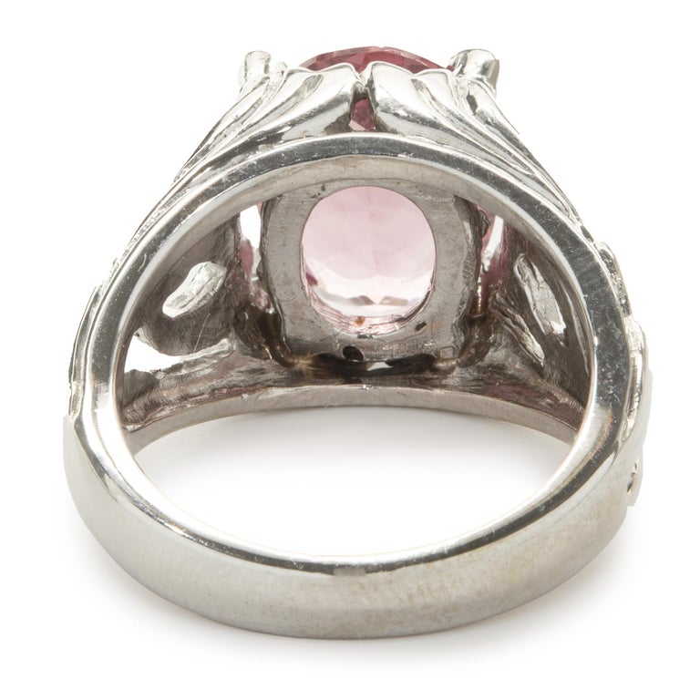14 Karat White Gold Pink Topaz Free Form Ring For Sale at 1stDibs