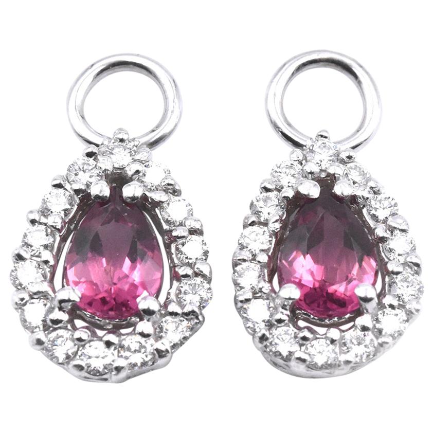 14 Karat White Gold Pink Tourmaline and Diamond Earring Drop Enhancers ...