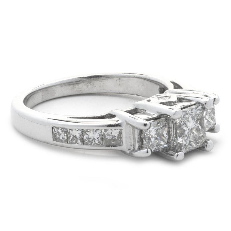 14 Karat White Gold Princess Cut Diamond Engagement Ring at 1stDibs