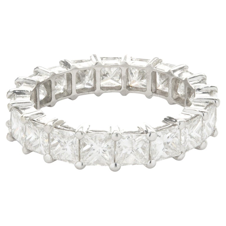 14 Karat White Gold Princess Cut Diamond Eternity Band For Sale at 1stDibs