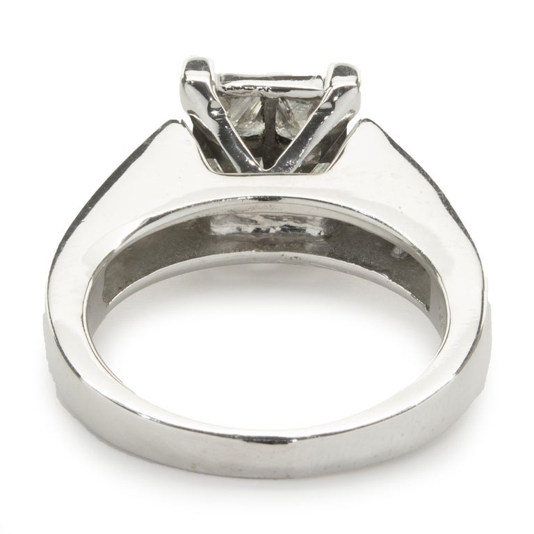 14 Karat White Gold Quad Set Diamond Engagement Ring For Sale at 1stDibs