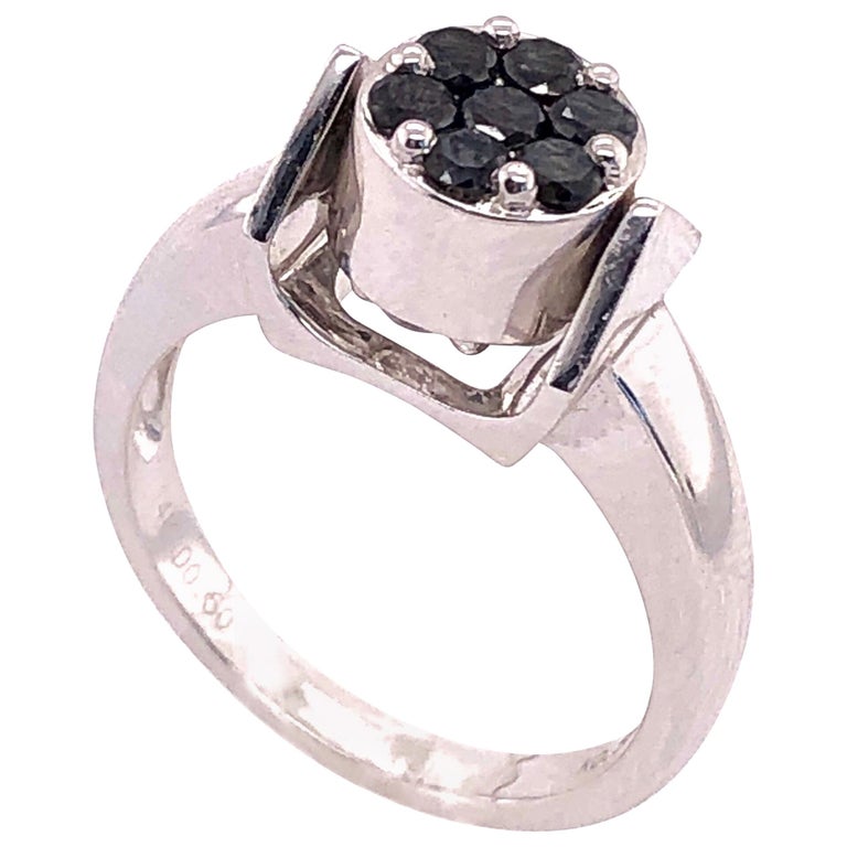 14 Karat White Gold Reversible Ring with Both Diamonds and Black ...