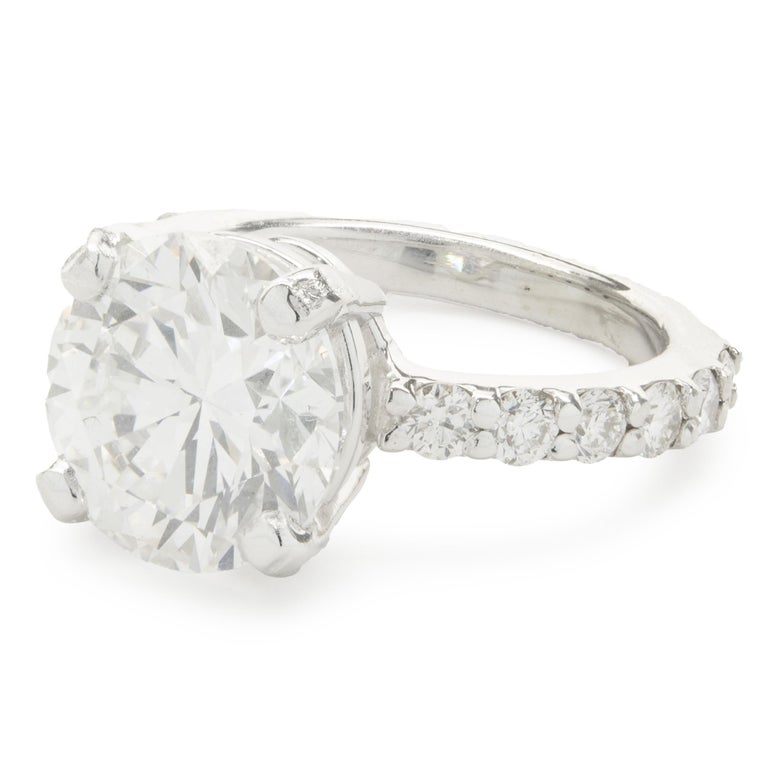 14 Karat White Gold Round Brilliant Cut Diamond Engagement Ring For ...